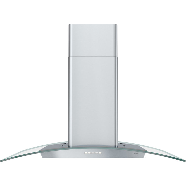 Zephyr Brisas 36 In. 600 CFM Curved Glass Wall Mount Range Hood With LED Lights In Stainless ...